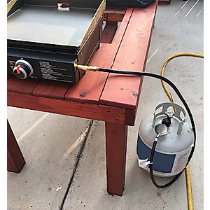 CALPOSE 6 Feet Low Pressure Propane Hose with Regulator, Universal Grill Regulator Hose with 90 Degree Elbow Adaptor for Blackstone 17”/22” Blackstone Tabletop Griddle