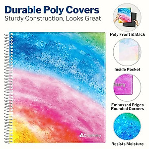 CRANBURY 3-Subject Notebook College Ruled - 300 Pages (150 Sheets) Spiral Notebook 8.5 x 11 with Pockets, Dividers, Tabs, Dual Plastic Covers, School Supplies Multi Subject Notebook