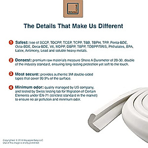 Roving Cove Edge Protector for Baby (6ft Large Edge Only), Hefty-Fit Heavy-Duty Soft Foam Furniture Edge Bumper Guards, Desk Edge Cushion, Wall Corner Covers, 3M Adhesive, Oyster White (Off White)