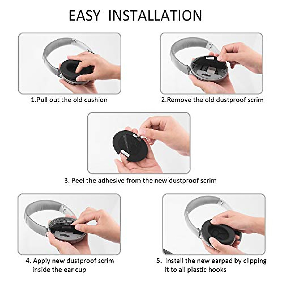 QC35 Headphones Replacement Ear Pads - QC35,QC35ii Replacement Earpads Cushion - Compatible with Bose Quiet Comfort35,QC25,QC35ii,QC15,AE2,AE2i-Comfortable & Durable（Black）