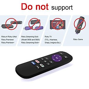 Gvirtue Remote Control Replacement for Roku 1, Roku 2(HD, XD, XS), Roku 3, Roku LT, HD, XD, XDS, Roku N1, Roku Express, Roku Express+ (4 Buttons)