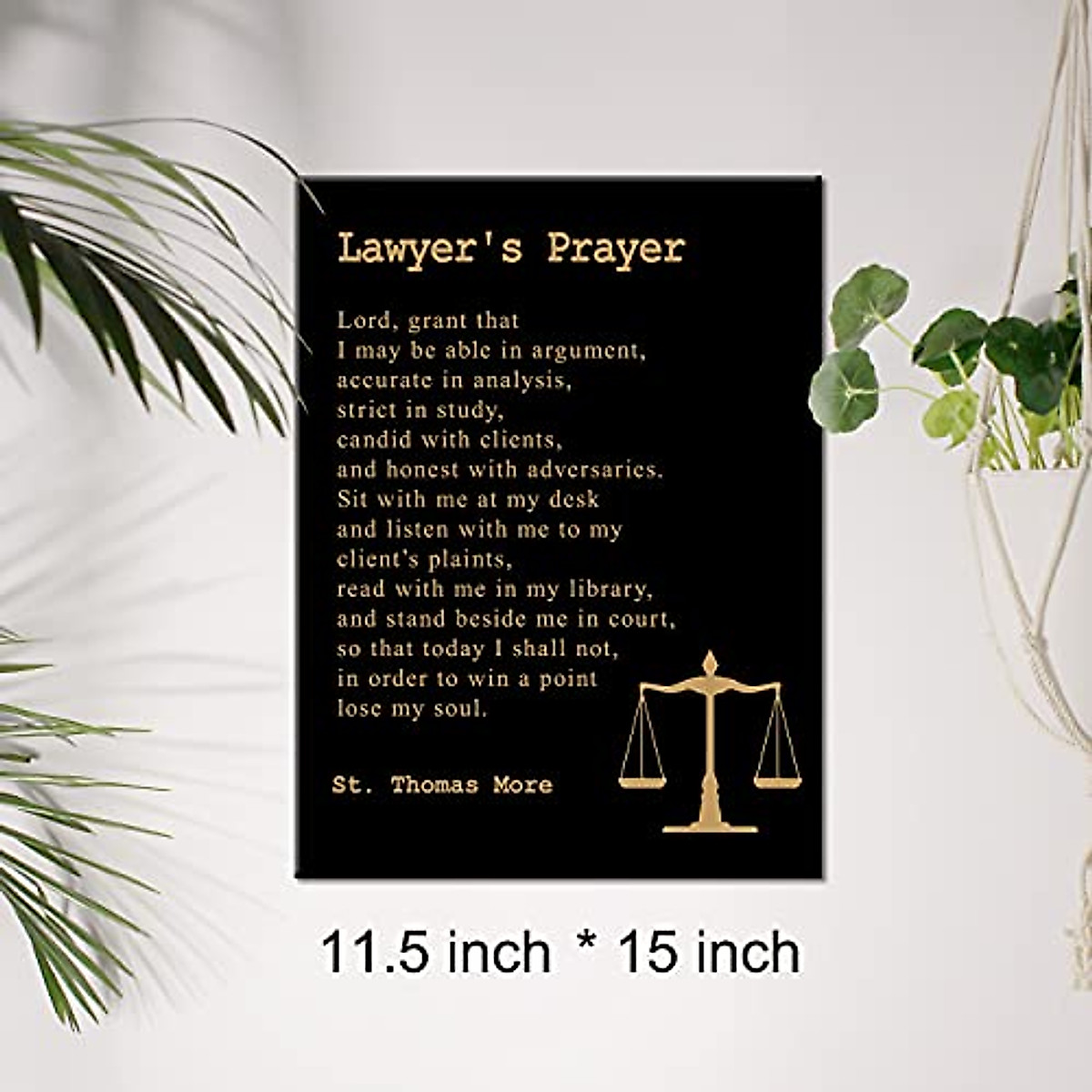Inspirational Canvas Wall Art Motivational Lawyer's Prayer Quote Canvas Print Positive Painting Office Home Wall Decor Framed Lawyers Gift 12x15 Inch