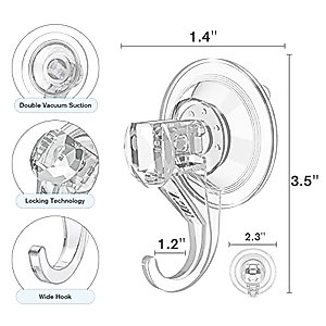 VIS'V 2 Pcs Large Suction Cup Hooks with 2 Pcs Small Suction Cup Hooks