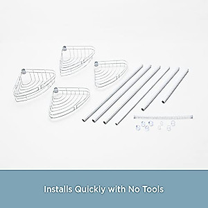 Kenney 4-Tier Spring Tension Shower Corner Pole Caddy with Razor Holder, 5-9', White