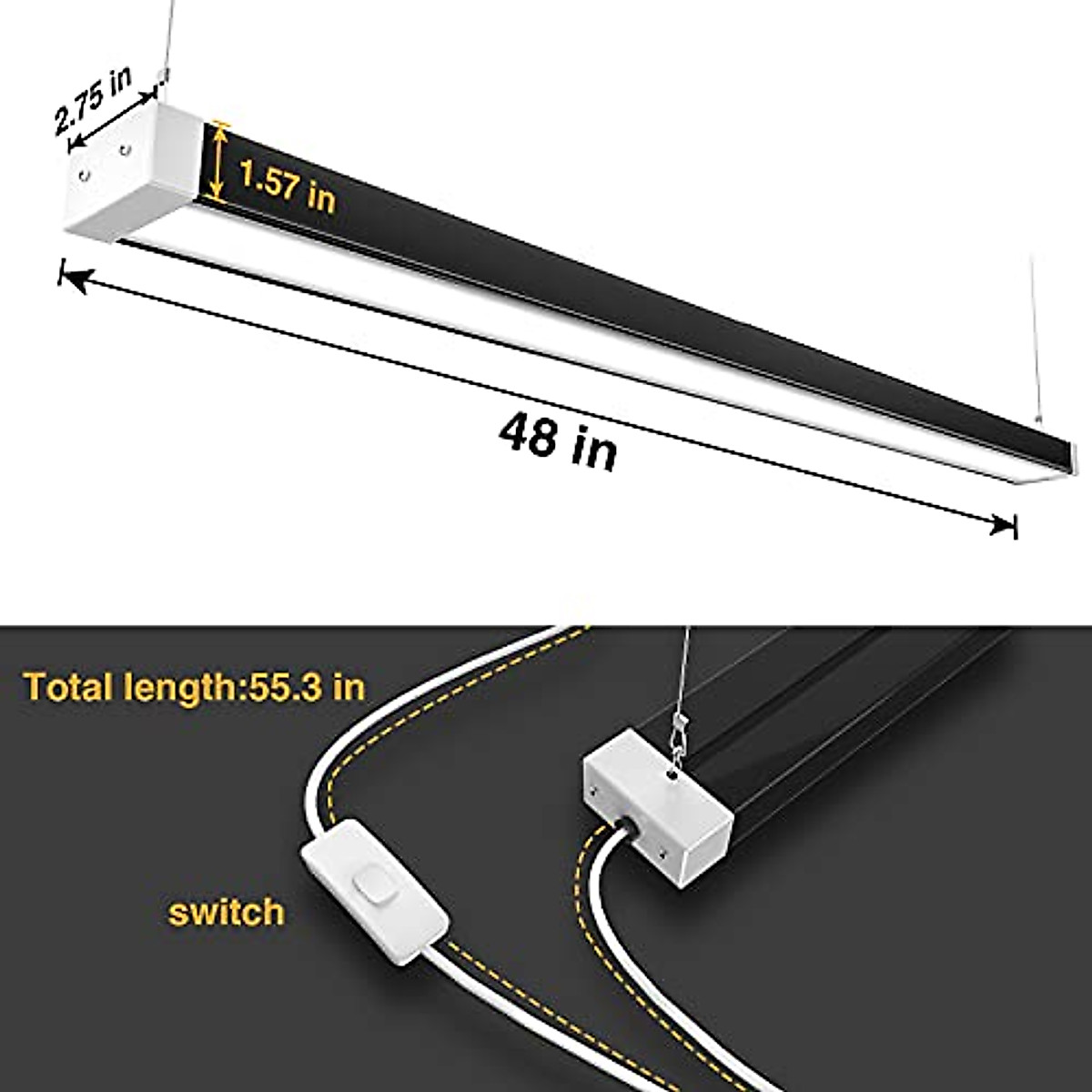 FAITHSAIL 4FT LED Linear Light 5000K 6000LM Suspension Office Lighting ...