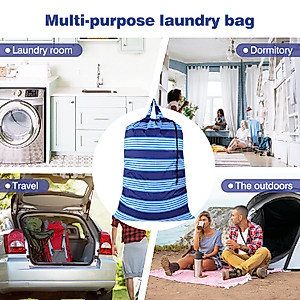 MAIBGALH Laundry Bag with Handles and Drawstring Closure, Laundry Bags Extra Large Heavy Duty, Laundry Room and Dorm Room Essentials, Suitable for Travel and Outdoors, Grey and Blue 2 Pack.