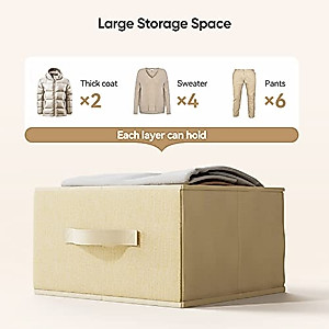 Pipishell Hanging Closet Organizer 6-Shelf, Hanging Shelves for Closet with 3 Removable Drawers & Side Pockets, Hanging Shelf Organizer for Bedroom or Garment Rack, 12'' x 12'' x 43.3'', Beige