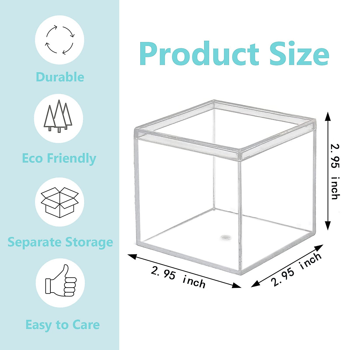 ALMOXVYE 15 Pieces Clear Acrylic Square Cube Boxes, 3 x 3 x 3 lnch Mini Acrylic Box with Lid, Small Plastic Candy Cubes for Jewelry, Coins, Beads, Craft Supplies, Pills Herbs, Sewing