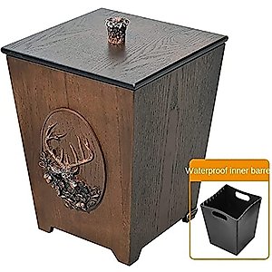 Trash Bin Trash Can Wastebasket Trash Can with Lid Waste Bin Includes Waterproof Inner Barrel Wooden Trash Can Office Garbage Can Waste Bin (Color : OneColor, Size : As Shown)