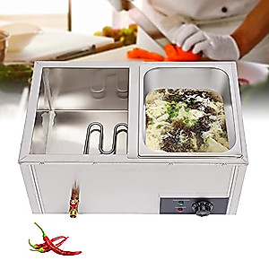 2-Pan Countertop Food Warmer, 110V/60Hz 850W Steam Table Stainless Steel Food Warmer 30° to 85° Adjustable Buffet Server Food Warmer Canteen Buffet Steam Heater for Catering and Restaurants