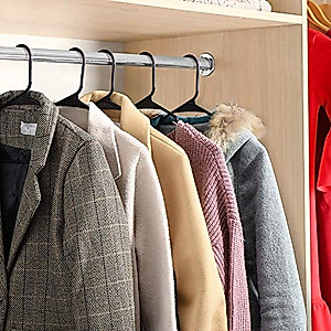 Pretigo Plastic Hangers Clothes Hangers Plastic Clothes Hangers with Notches Black Coat Hangers Plastic Hangers for Clothes Skirt Suit,(16.4 inch,50 Pack)…