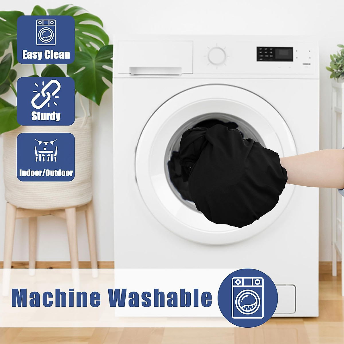 Moosfor Spandex Picnic Table Cloth 2 Pack, Elastic Fitted Tablecloths for 6 Foot Rectangle Tables, Stretch Washable Patio Table Cover for Outdoor, Camping, Banquet and Parties (Black, 30"x72")