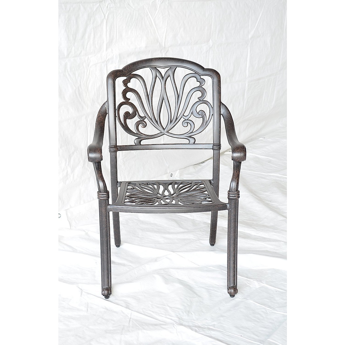 Elizabeth Outdoor Patio 9pc Dining Set 44" X 84" Cast Aluminum, Walnut Cushions