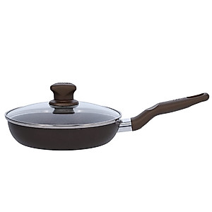 IMUSA USA 9.5" Nonstick Fry Pan with Thermal Signal Indicator and Glass Lid/Steam Vent