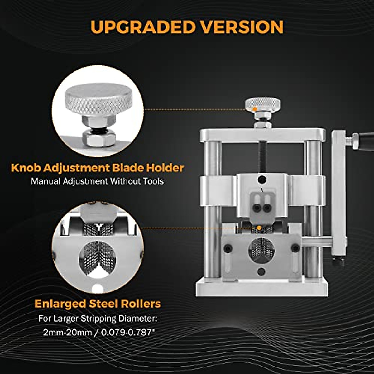 BEAMNOVA Upgraded Mini Drill Powered Hand Crank Wire Stripper Manual Wire Stripping Machine for Scrap Copper Stripping Diameter 2mm-20mm / 0.079-0.787"