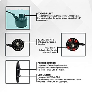 XBrand Floor Mist Fountain w/ Inline Control Glass Metal, 27 Inch Tall, Blue