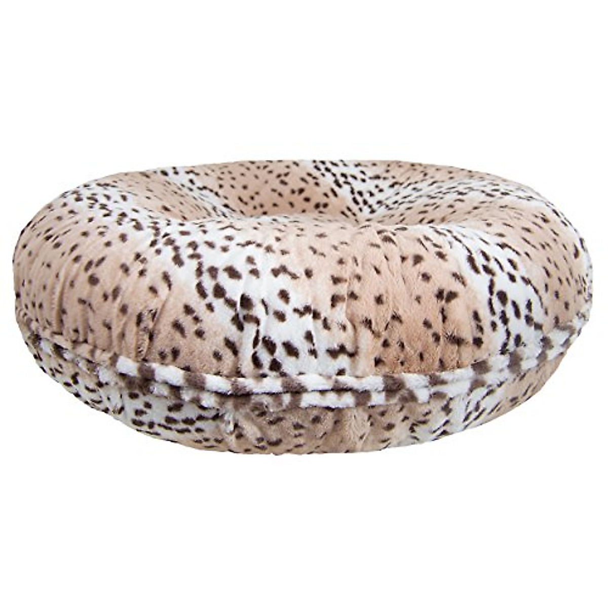 BESSIE AND BARNIE Signature Aspen Snow Leopard Luxury Extra Plush Faux Fur Bagel Pet/Dog Bed (Multiple Sizes)