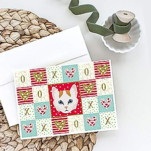 Caroline's Treasures CK5176GCA7P Turkish Van Cat Love Greeting Cards and Envelopes Pack of 8, Red Blank Cards with Envelopes Whimsical A7 Size 5x7 Blank Note Cards