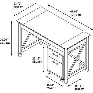 Bush Furniture Key West 48W Writing Desk with 2 Drawer Mobile File Cabinet in Bing Cherry
