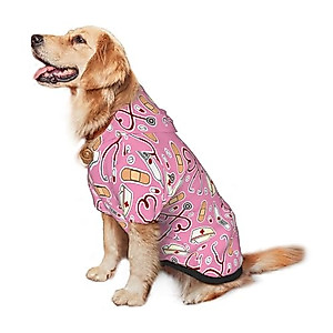 Medical Thermometer Nurse Hat Dog Hoodies for Medium Large Dogs Costume Pet Coat Pullover