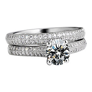 Stainless Steel Ring Sets Fashion Diamond Ring Set for Women Engagement Ring Jewelry Gifts (Silver, 7)