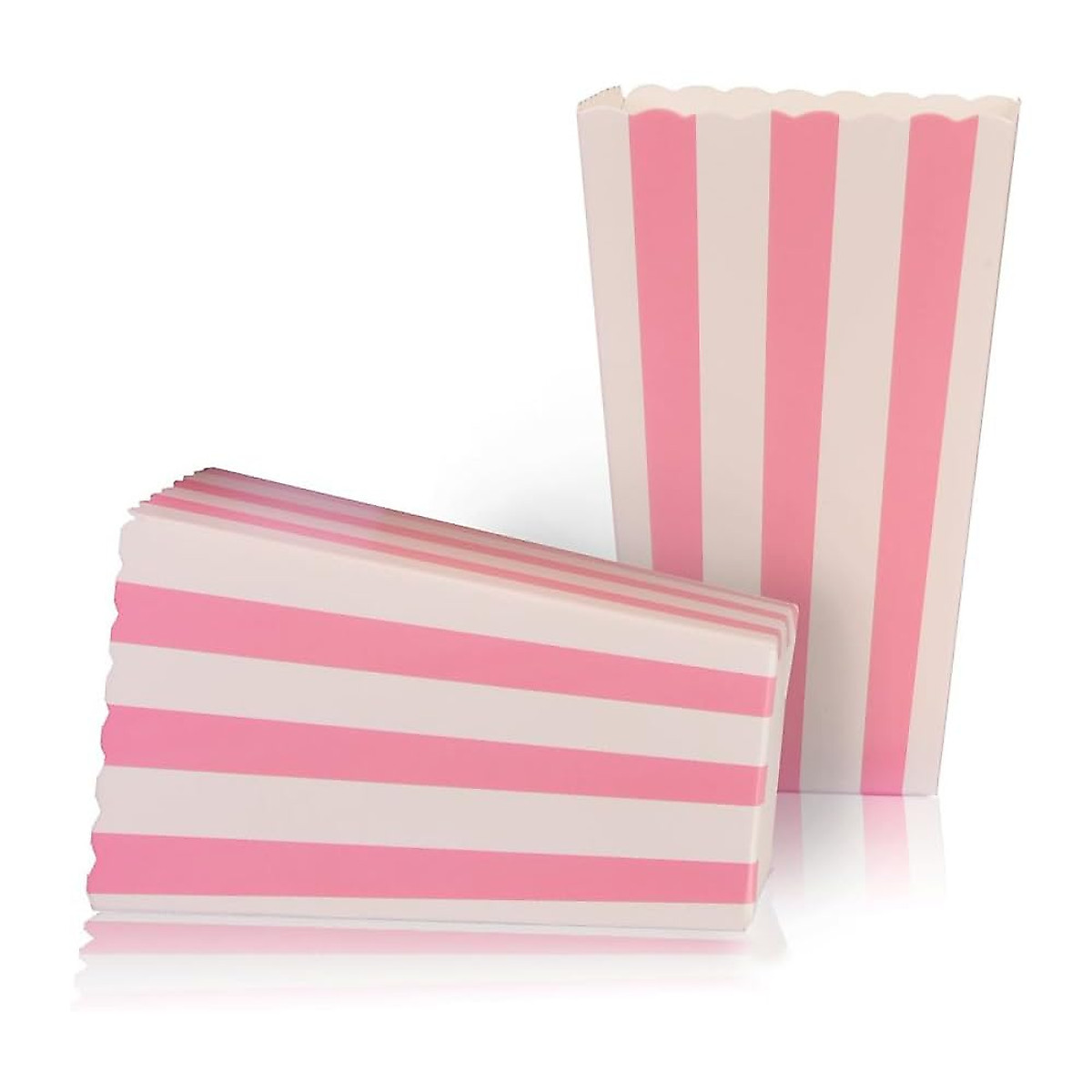 Crystallove 24pcs Striped Paper Popcorn Boxes for Party Favor Supplies (Pink)
