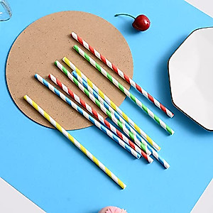 Pajitas de papel desechables, 200 unidades, colores surtidos, 100% biodegradables