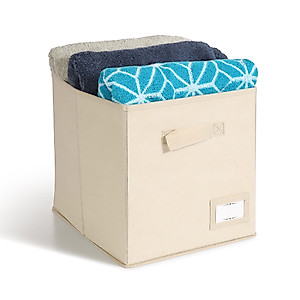 Safari Foldables Two Handle Foldable Fabric Storage Cube Closet Organizer, Cream Beige, Pack of 6