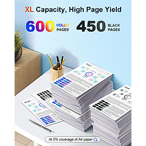 E-Z Ink Pro Remanufactured Ink Cartridges Replacement for Epson T212XL T212 212XL 212 XL to use with WF-2830 WF-2850 XP-4100 XP-4105 Printer (1 Black, 1 Cyan, 1 Magenta, 1 Yellow) 4 Pack