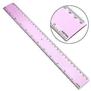 2 Pack Plastic Ruler Straight Ruler Plastic Measuring Tool for Student School Office (Pink, 12 Inch)