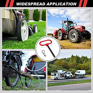 Riakrum 4 Pcs 3/8 x 4 Inch Handle Hitch Pin for Tractor Trailer Hitch Pin and Clip Tow Pin Accessories for Farm,Tractor,Turn Mower, Towing Cargo, Boat, RV, Car, Truck, Bike, ATV(Red)