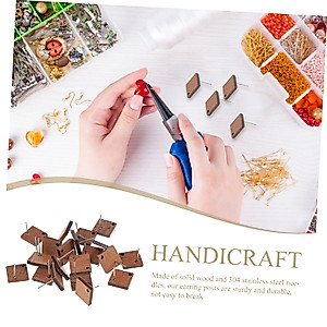 VILLCASE 2sets Wooden Earring Posts Studs Flat Pad DIY Jewelry Accessories for Earring Making 20pcs*2