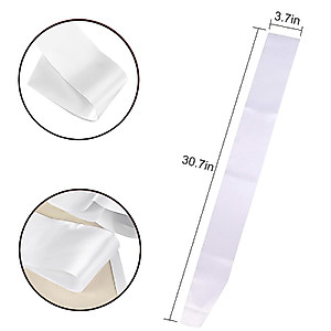 BLUPLE 12 Pieces Blank Satin Sashes to Decorate, Plain Sashes Party Decorations DIY Supplies for Birthday Graduation Wedding (White)