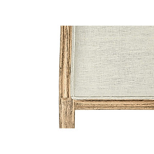 Creative Co-Op, Natural, Queen Modern Farmhouse Solid Oak Wood Headboard with Linen Upholstery, Beige