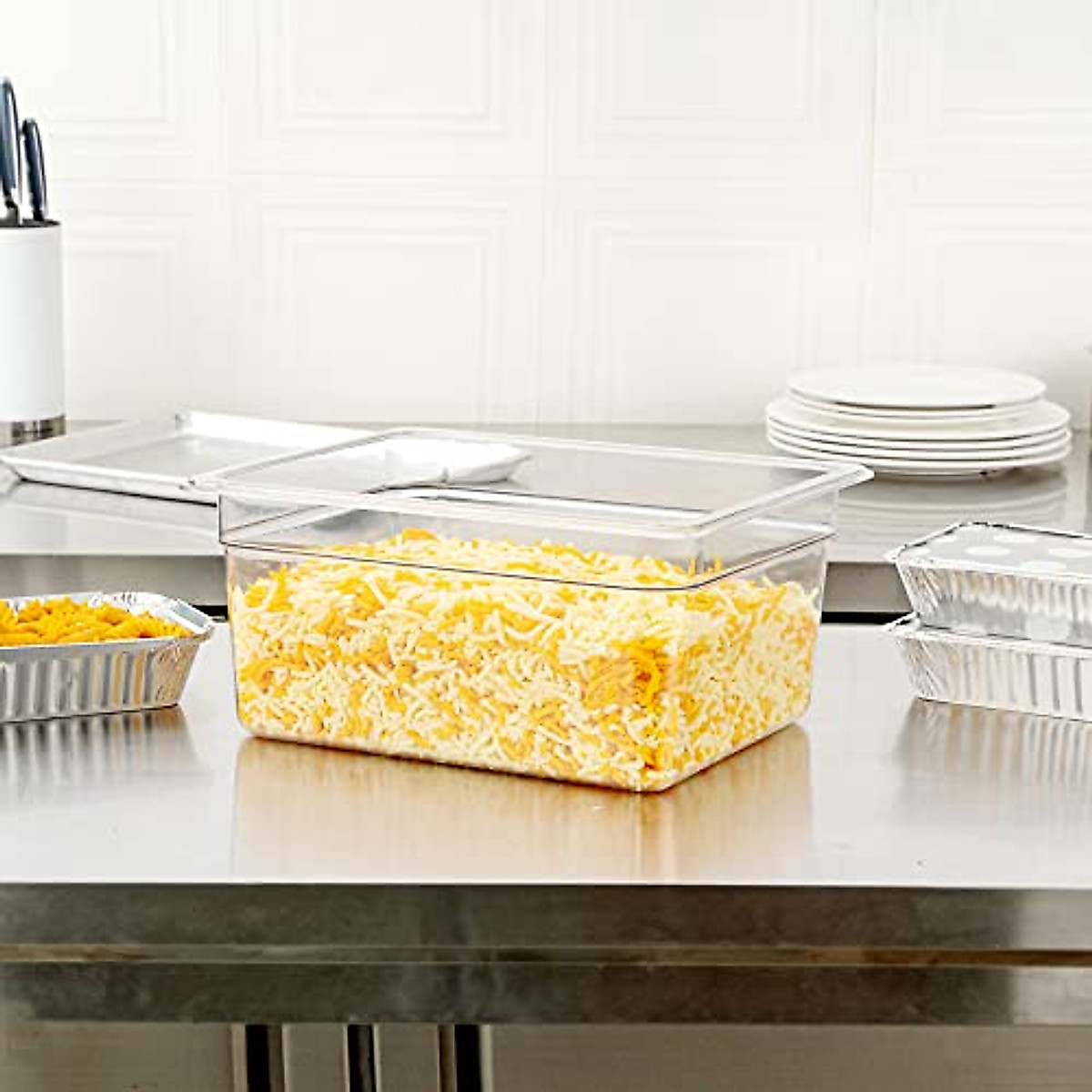 Restaurantware Met Lux 1/2 Size Food Storage Container 1 6 Inch Deep Proofing Box - Rectangle Graduated Measurements Clear Plastic Food Grade Storage Container Dishwashable Lids Sold Separately