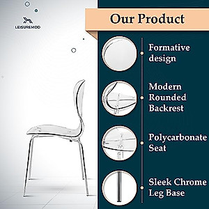 LeisureMod Modern Oyster Side Chair, Clear