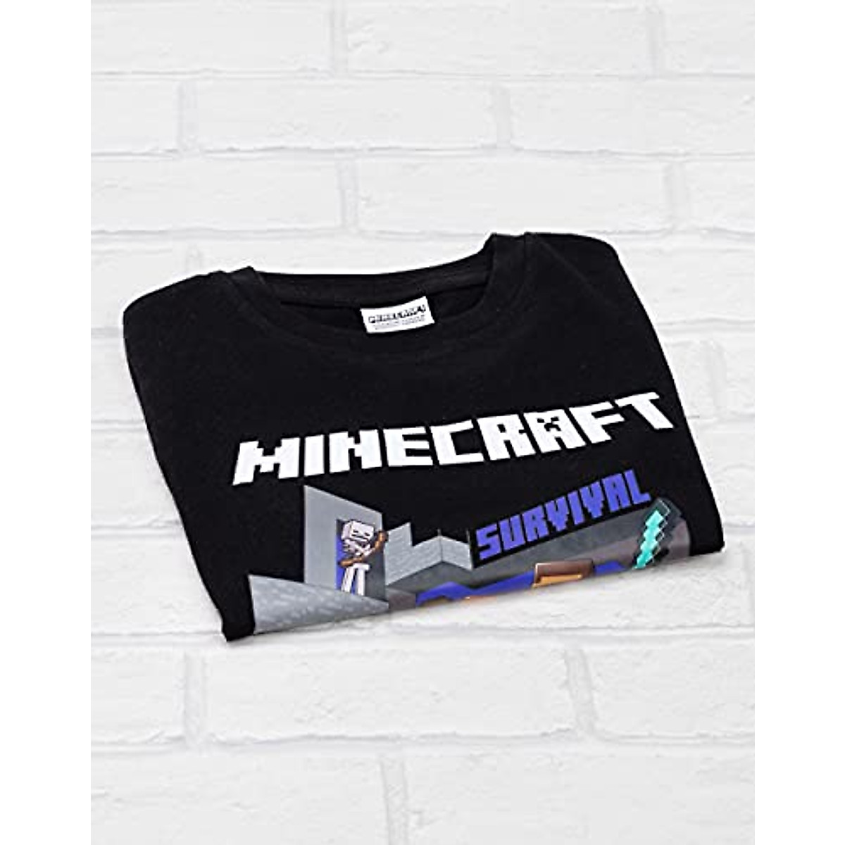 Minecraft T Shirt Boys Alex Steve Sword Black Game Short Sleeve Top 9-10 Years