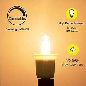 Vinaco E11 Bulb, JDE11 120v 75w Halogen Light Bulbs T4 E11 Bulb with E11 Mini Candelabra Base, High Output 1150lm E11 Halogen Bulb, 4PCS E11 Light Bulb with Warm White