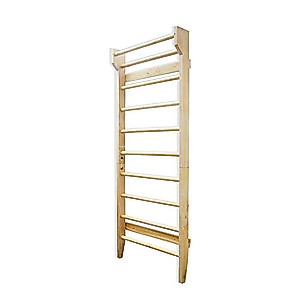 Urban Cycling Apparel Swedish Ladder Wood Stall Bar Suspension Trainer – Physical Therapy & Gymnastics Ladder w/ 10 Strategic Rods. Solid Pine.