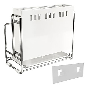 ZHENZQ Integrated Kitchen Utensils Holder No Drilling Hanging Knives and Chopsticks Storage Rack Modern Iron Storage Solution