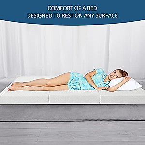 Tri Folding Mattress Topper, Memory Foam Tri-fold Mattress with Ultra Soft Bamboo Waterproof Washable Cover, Full Size (75"x54"x4")