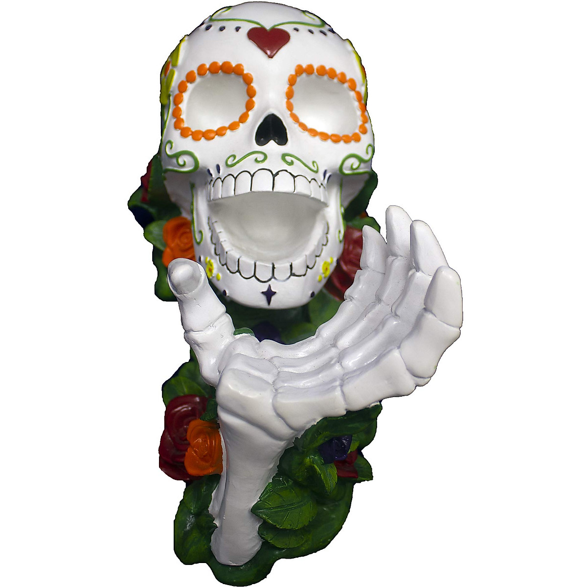 World of Wonders Sugar Skull Day of The Dead Decorative Wine Bottle Holder | Dia de Los Muertos Decorations and Tabletop Halloween Decorations | Skull Decor for Home - 11"