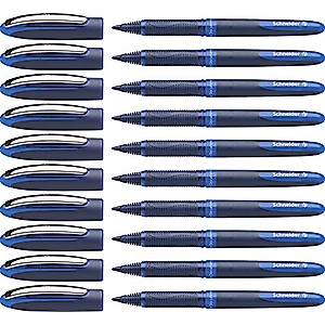 Schneider One Business Rollerball Pen, 0.6 mm Ultra-Smooth Tip, Blue Barrel, Blue Ink, Box of 10 Pens (183003)