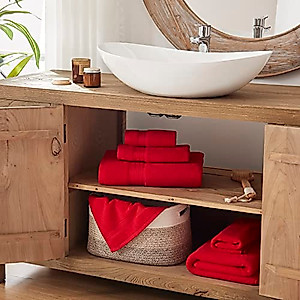 COZYART Luxury Red Bath Towels Set, Turkish Cotton Hotel Large Bath Towels for Bathroom, Thick Bathroom Towels Set of 3 with 1 Bath Towel, 1 Hand Towel, 1 Washcloth, 650 GSM…