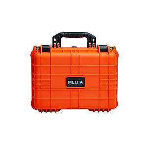 MEIJIA Portable All Weather Waterproof Camera Case with Customizable Fit Foam,Fit Use of Drones, Camera, Equipments, Pistols,15.98x12.99x6.85inches(Orange)