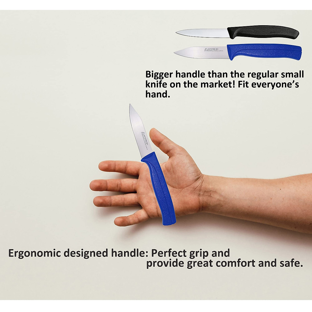 Paring Knife - MATTSTONE HILL 3.5 Inch Paring Knife, Small Kitchen Utility Knife, Premium Stainless Steel Vegetable Knife, Bule Handle