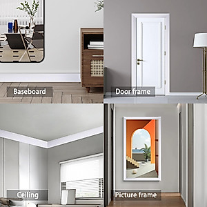 Peel and Stick White Wood Grain Wallpaper Border, Removable PVC Waterproof Wallpaper for Mirror Frame, Kitchen Tiles, Cabinet, and Home Décor (32.8ft x 3.9inch)