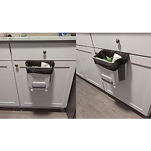 Hanging Kitchen Trash Can 2.4 Gallon White Plastic Collapsible Bin Wall Mounted for Cabinet Door, Perfect for Organizing Small Spaces in Your Home - Hang in Kitchen, Car, Bedroom, or Bathroom!