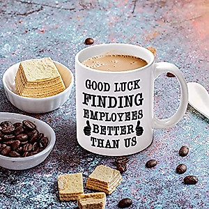 TRDSEDSW Best Boss Going Away Gifts - Good Luck Finding Employees Better Than Us - Funny 11oz Coffee Mug Novelty Leaving Farewell New Job Retirement Birthday Gifts for Men Women