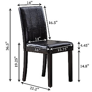 CRECQ Upholstered Dining Chair Set of 2 PU Leather Living Room & Dining Room Chairs,Modern Kitchen Armless Side Parsons Chair with Solid Wood Legs,Black